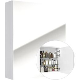 Lomadox - Spiegelschrank 50 cm weiß 1-trg SOFIA-107 Hochglanz lackiert, b/h/t: ca. 50/60/15 cm - weiß