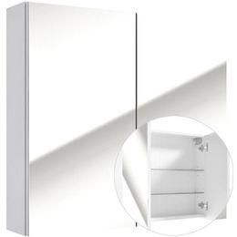 Lomadox Spiegelschrank 65 cm weiß 2-trg SOFIA-107 Hochglanz lackiert, b/h/t: ca. 65/60/15 cm - weiß