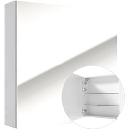 Lomadox Spiegelschrank 60 cm weiß SOFIA-107 Hochglanz lackiert, B/H/T: ca. 60/60/15 cm - weiß