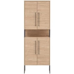 Lomadox Badezimmer Hochschrank LIMOGES-80 in Eiche hell Nb., B/H/T: 65,2/183,4/33,1 cm - braun