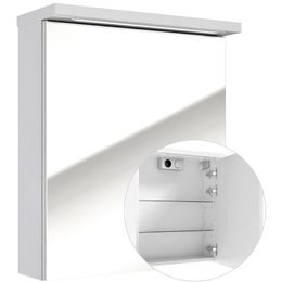 Lomadox Spiegelschrank mit Beleuchtung weiß SOFIA-107 Hochglanz lackiert, b/h/t: ca. 51/60/20 cm - weiß