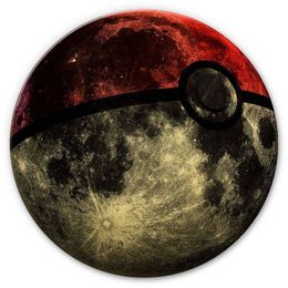 K&L WALL ART Alu-Dibond-Poster Rund Metalloptik Wandbild Mond Pokémoon Pokemon Gold Nicebleed ø 20cm - gold