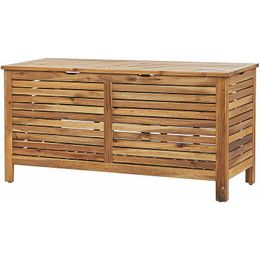 Beliani - Auflagenbox Akazienholz Hellbraun 130 x 64 x 48 cm geölte Oberfläche Truhe für Terrasse, Garten, Balkon Landhausstil Outdoor Möbel - Heller