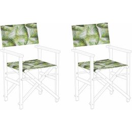 Beliani Stoffbezüge für Gartenstühle 2er Set grün / weiß aus Polyester mit Palmenmotiv Tropisches Muster Gartenausstattung Outdoor Garten Accessories - Grün