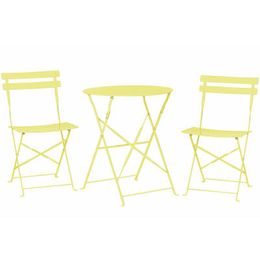Beliani Balkonset Limettengrün Stahl 3-Teilig Runder Tisch mit 2 Stühlen Zusammenklappbar Modern Französicher Stil Terrasse Garten Outdoor Ausstattung - Grün