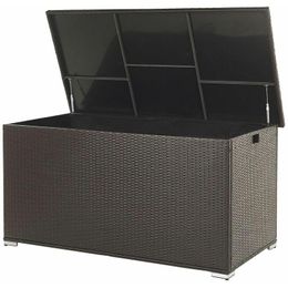 Beliani Auflagenbox Braun Rattan 155 x 75 cm 770 L mit Deckel für Garten für Terrasse Aufbewahrung Kissenbox - Schwarz