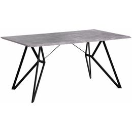 Beliani Esstisch Grau Schwarz 90 x 160 cm mdf Tischplatte Metallfüßen Furnier Rechteckig Betonoptik Modern Scandinavien Stil - Grau