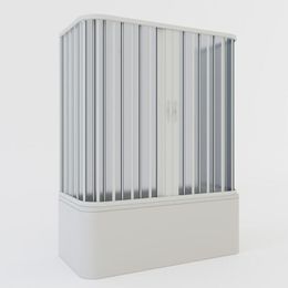 Dreiseitige Badewanne-Kabine weiße PVC H 150 cm Mod. Tagete mit zentraler Öffnung 70x150x70 cm