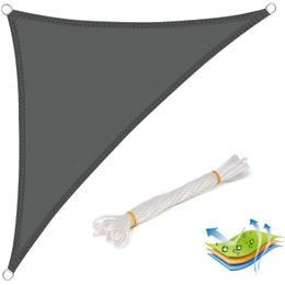 Sonnensegel Dreieck wasserabweisend Sonnenschutz Polyester Windschutz mit uv Schutz für Garten Terrasse Camping, 2,5x2,5x3,5m Grau - WOLTU