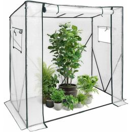 Foliengewächshaus Treibhaus Gartenhaus pe halbtransparent 200x77x146/169 cm weiß - weiß - WOLTU