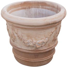 Biscottini Handgefertigte dekorative Retro-Terrakotta-Vase Runder Übertopf für Gartenpflanzen. Große Töpfe 60x53 Vase für den Außenbereich