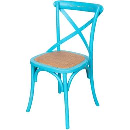 Biscottini - Thonet Stuhl 88x52x48 Stühle aus Eschenholz und Rattansitz Esszimmerstühle Küche Vintage Stuhl Retro Rustikale Stühle (Hellblau) - antik