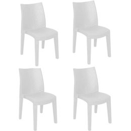 Gartenstuhl Ravenna, Gartensitz, Stuhl für Esstisch, Sessel für den Außenbereich in Rattan-Optik, 100 % Made in Italy, 4er-Set, Cm 48x55h86, Weiß