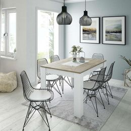 Dmora - Ausziehbarer Tisch Dilici, Ausziehbare Konsole für Esszimmer, Ausziehbarer Küchentisch mit Verlängerung, 140/190x90h78 cm, Graue und Weiße