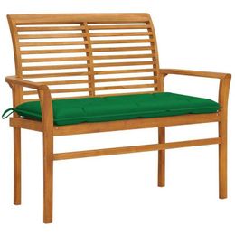 Gartenbank mit Grüner Auflage 112 cm Massivholz Teak FF3062669DE