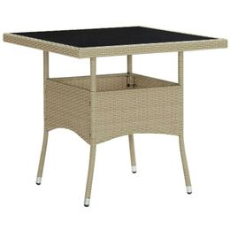 Garten-Esstisch Beige Poly Rattan und Glas FF310551DE