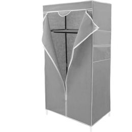 Garderobe Stoffschrank Faltschrank Kleiderschrank 70 x 45 x 155 cm grau - PrimeMatik