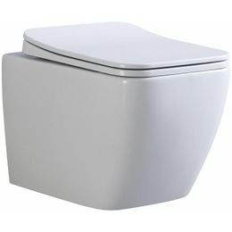 i-flair - Toilette Hänge wc Spülrandlos inkl. wc Sitz mit Absenkautomatik softclose + abnehmbar cube