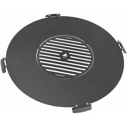 TRIZERATOP Rostfreie Grillplatte für Feuerschale 78 cm mit vier Griffen + Rost 36 cm Grillrost