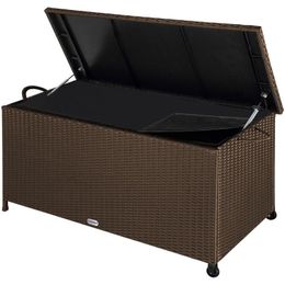 Casaria - Gartenbox xxl Auflagenbox mit Rollen 420L Stauraum Wasserdicht UV-beständig Gasdruckfeder 122x56x61cm Garten Balkon Aufbewahrungsbox Braun