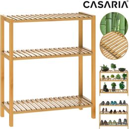 Casaria - Badezimmer Regal Stehend Bambus Holz 3 Ablagen 30kg Belastbarkeit Badregal Schmal Küche Flur Büro Beistellregal Holzregal Klarlack 58x26cm