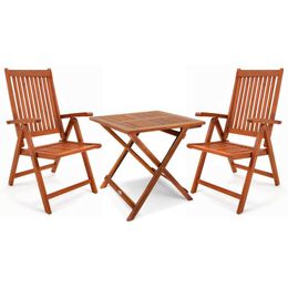 Casaria - Gartenmöbel Set 3-tlg Holz Wetterfest Eukalyptus Stühle Klappbar FSC®-zertifiziert Akazie Tisch Balkon Garten Balkonmöbel 160kg Belastbar