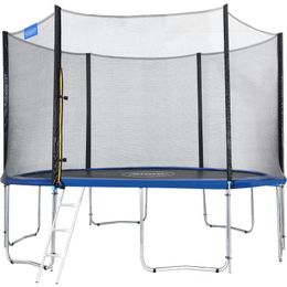 Trampolin ø 427 cm tüv süd gs zertifiziert Komplettset inkl. Sicherheitsnetz Leiter Randabdeckung & Zubehör Kindertrampolin Gartentrampolin - Monzana