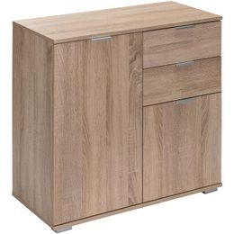 Kommode Alba Holz Modern höhenverstellbarer Einlegeboden Schlafzimmer Büro Flur Mehrzweckschrank Aktenschrank Schrank DB121 - Eiche - Casaria