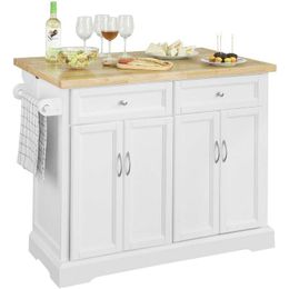 Extendable Kitchen Trolley Island Storage Cupboard White FKW71-WN+Free Bathtub Rack FRG104-N - White - sobuy