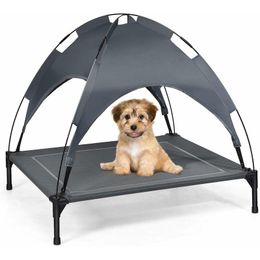 Costway Hundebett mit Baldachin, Hundeliege Garten,Hundekoerbe Haustier Liegeplatz draussen, Hundesofa Schlafplatz Outdoor, Haustierbett Hund, Katzenliege