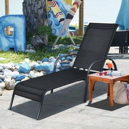 Costway - Sonnenliege Liegestuhl Gartenliege mit 5 einstellbaren Ruecklehnpositionen, Gartenstuhl wetterfest Relaxliege fuer die Terrasse, Garten und
