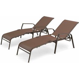 Costway 2er Set klappbare Sonnenliege, Liegestuhl mit 5-Positionen Verstellbarer Rückenlehne, bis 150 kg belastbar, 192 x 52 x 36 cm, Gartenliege für Pool,