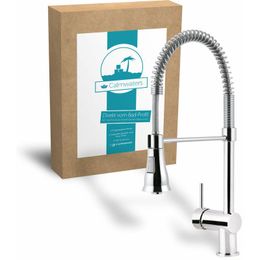 Calmwaters - Spiralfederarmatur für Spüle, Wasserhahn Küche, Geschirrbrause, flexible Spültischarmatur, Wassersparfunktion, Luftsprudler,