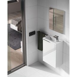 CAESAROO Aufgehängt Badezimmerschrank 40 cm weiß lackiert mit spiegel weiß - Mit Led-Lampe