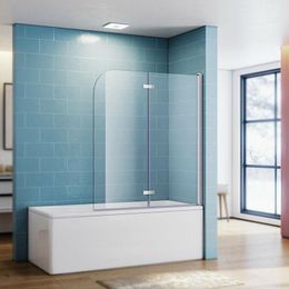 Sonni - Badewannenaufsatz Glas Dusche Duschkabine Duschwand Badewannen Faltwand Duschabtrennung 140(H)x120(B)cm,180°schwenkbar,Hebe-/Senkfunktion,6mm