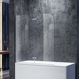 Sonni - Badewannenaufsatz Glas 140(H)x120(B)cm Duschwand 6mm nano esg Glas,180° Drehbar,Hebe-/ Senkfunktion Duschtrennwand für Badewanne