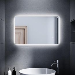 SONNI Badspiegel Led Touch Badezimmerspiegel mit beleuchtung Wandspiegel 50x80cm, Touch-Schalter, Kaltweiß, Vertikal/Horizontal, Schutzklasse IP44