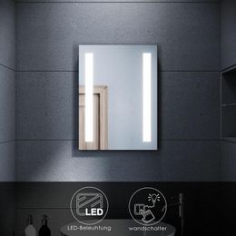 Sonni - Badspiegel led Beleuchtung Badezimmerspiegel mit led Wandspiegel,45x60cm,Wandschalter,Kaltweiß