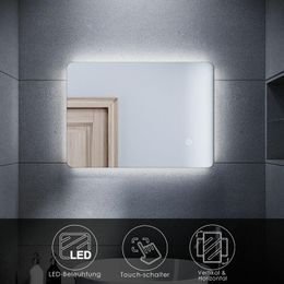 Sonni - Badspiegel led Beleuchtung Badezimmerspiegel mit led Wandspiegel,70x50cm,Touch,Kaltweiß
