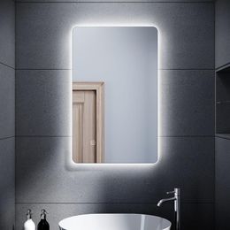 Badspiegel led Beleuchtung Badezimmerspiegel mit led Wandspiegel,80x50cm,Touch,Kaltweiß - Sonni