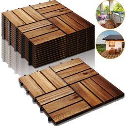 6 Latten Holzfliesen. 3m² Bodenbelag aus Akazienholz 30x30cm. Klickfliesen Mosaik. perfekt Fliese für Garten Terrasse Balkon(33 Stück) - HENGDA