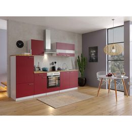 respekta - Küche Küchenzeile Leerblock Einbauküche Weiß Rot Malia 270 cm