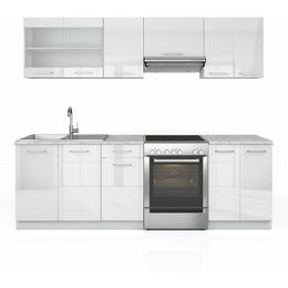 VICCO - Küchenzeile R-Line 240cm Weiß Hochglanz Modern