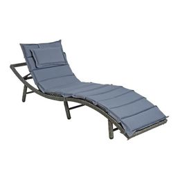 EstexoH&G Estexo - Poly Rattan Sonnenliege Gartenliege xxl Strandliege Freizeitliege Relaxliege Anthrazit-Grau