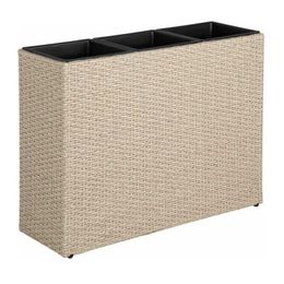 EstexoH&G Hochbeet Polyrattan Blumenkübel Pflanzkübel Rattan Blumentopf Set Beige-Grau