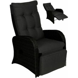BURI Loungesessel verstellbar schwarz Relaxsessel Gartensessel Liegestuhl Gartenstuhl