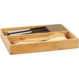 Messerhalter Bambus, Schubladeneinsatz für Messeraufbewahrung, Schubladenorganizer, hbt: 6,5x38x30cm, natur - Relaxdays