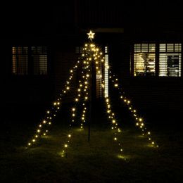 Spetebo - Beleuchtete led Lichterpyramide in Kegel Form - 1,5 m Höhe / 200 led in warmweiß - Deko Baum Tannenbaum Außen led Weihnachtsbaum