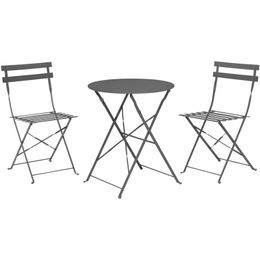 Spetebo Metall Bistro Set anthrazit - 3er Set - Garten Sitzgruppe