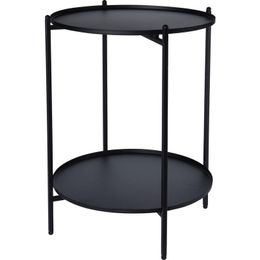Spetebo - Metall Beistelltisch schwarz 50x35 cm - 2 Ablagen/klappbar - Couchtisch Sofatisch Tisch